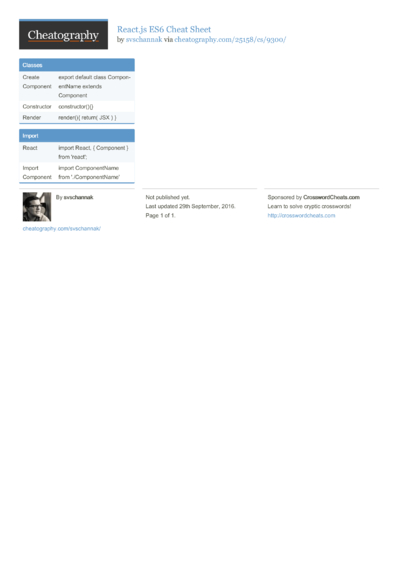 4 Reactjs Cheat Sheets - Cheatography.com: Cheat Sheets For Every Occasion