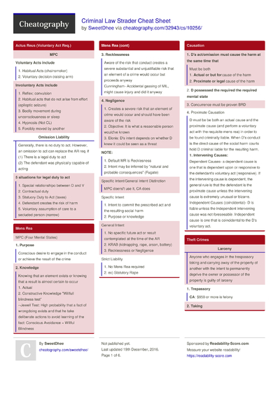 5 Criminal Cheat Sheets - Cheatography.com: Cheat Sheets For Every Occasion