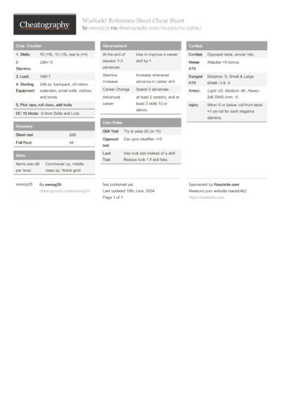 403 Games and Hobbies Cheat Sheets - Cheatography.com: Cheat Sheets For ...