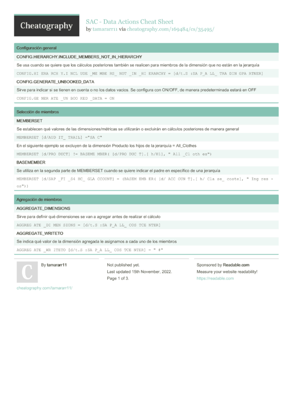 SAC - Data Actions Cheat Sheet by tamararr11 - Download free from ...