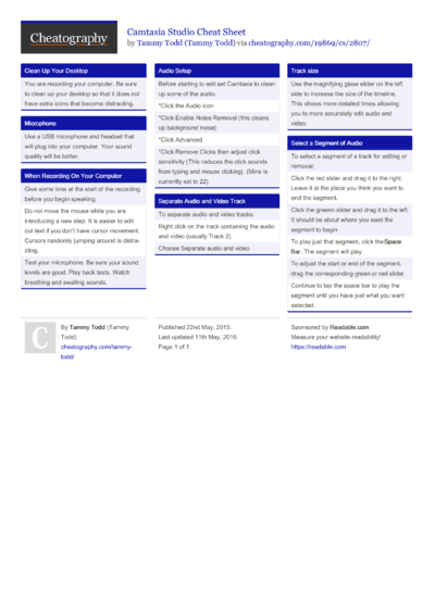 14 Video Cheat Sheets - Cheatography.com: Cheat Sheets For Every Occasion