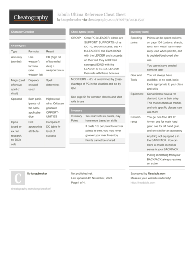 305 Games and Hobbies Cheat Sheets - Cheatography.com: Cheat Sheets For ...