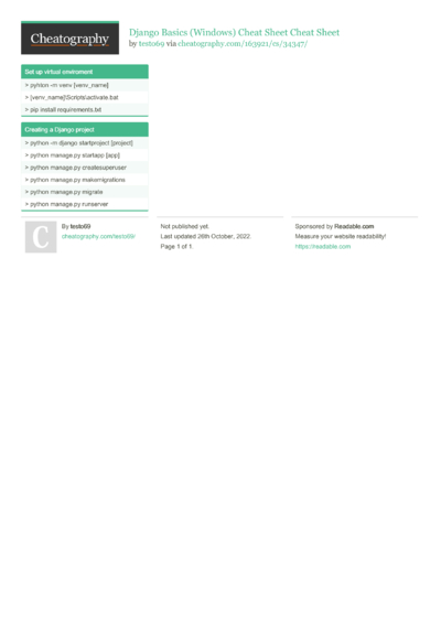 17 Django Cheat Sheets - Cheatography.com: Cheat Sheets For Every Occasion