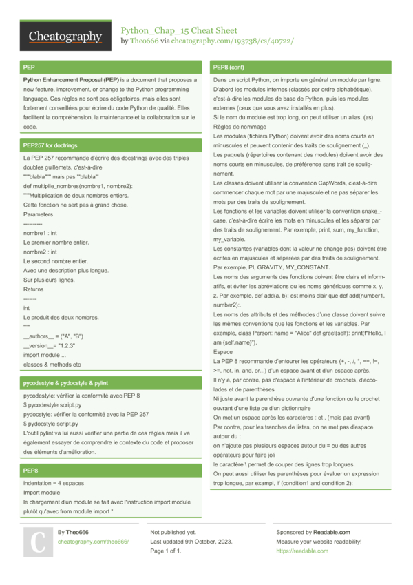 Python_Chap_15 Cheat Sheet by Theo666 - Download free from Cheatography ... Python_Chap_15 Cheat Sheet by Theo666 - Download free from Cheatography ...