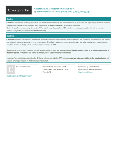Renal Physiology and Failure Cheat Sheet by ThereamDream - Download ...