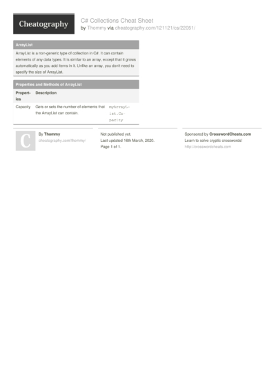 15 Csharp Cheat Sheets - Cheatography.com: Cheat Sheets For Every Occasion