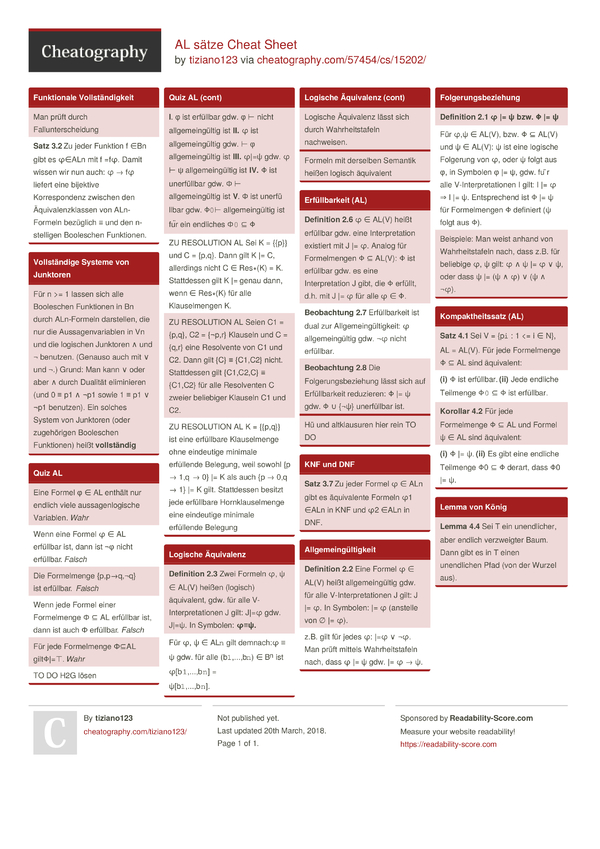 AL sätze Cheat Sheet by tiziano123 - Download free from Cheatography ...