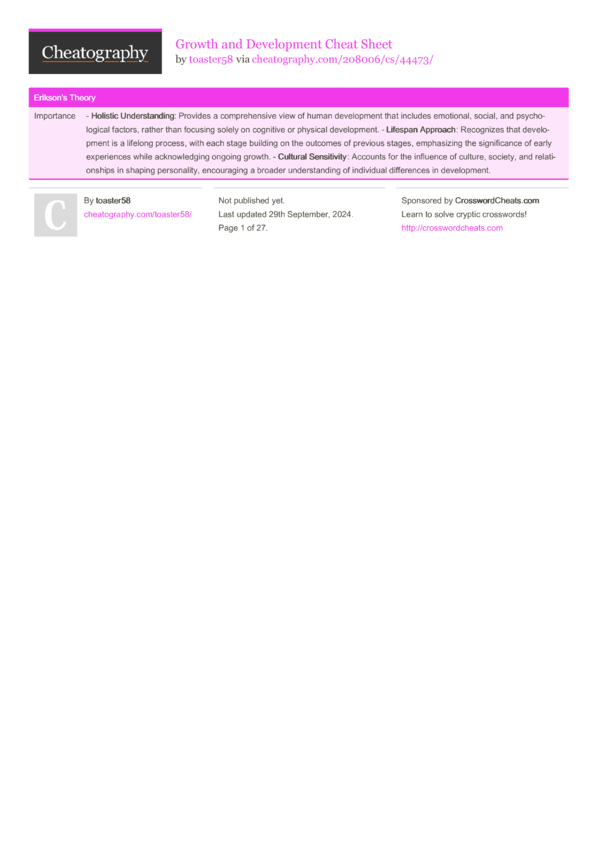 Growth and Development Cheat Sheet by toaster58 - Download free from Cheatography - Cheatography ...