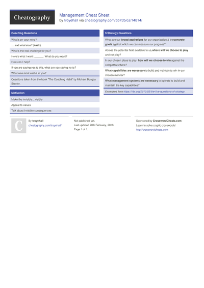 74 Management Cheat Sheets - Cheatography.com: Cheat Sheets For Every ...
