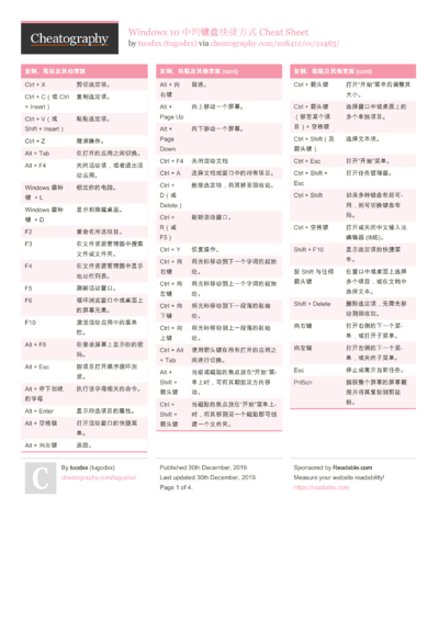Cheat Sheets in 中文 (Zhōngwén), 汉语, 漢語 (Chinese) - Cheatography.com ...