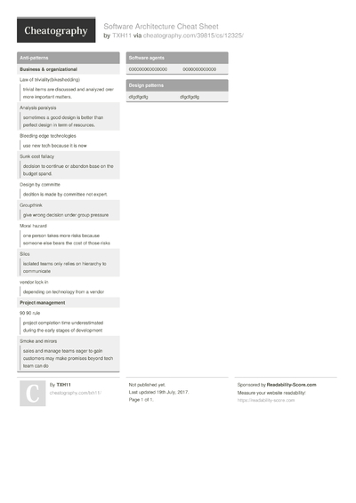 74 Software Cheat Sheets - Cheatography.com: Cheat Sheets For Every ...