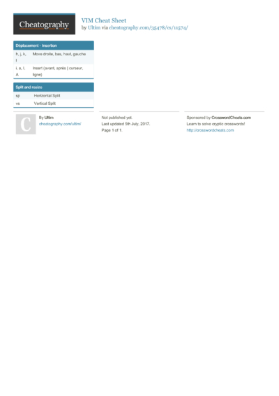 23 Vi Cheat Sheets - Cheatography.com: Cheat Sheets For Every Occasion