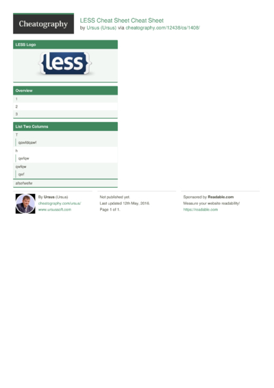 4 Less Cheat Sheets - Cheatography.com: Cheat Sheets For Every Occasion