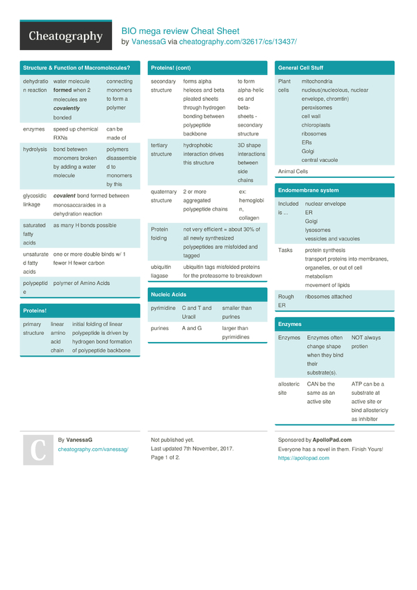 BIO mega review Cheat Sheet by VanessaG - Download free from ...