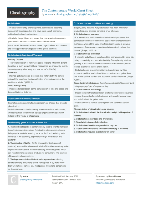The Contemporary World Cheat Sheet by veirra - Download free from ...
