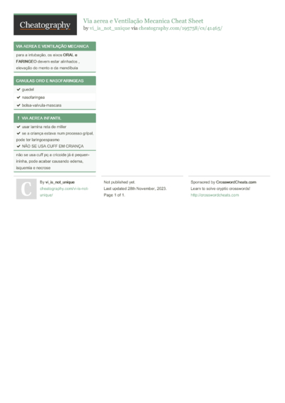 647 Home and Health Cheat Sheets - Cheatography.com: Cheat Sheets For ...