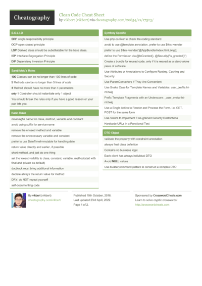 Onion Architecture + Symfony Cheat Sheet by vikbert - Download free from Cheatography ...