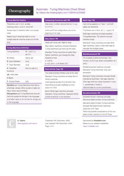 Automata Cheat Sheet by Vipera - Download free from Cheatography ...