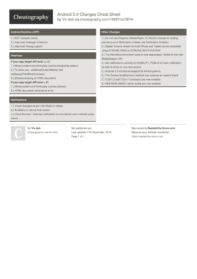 30 Android Cheat Sheets - Cheatography.com: Cheat Sheets For Every Occasion