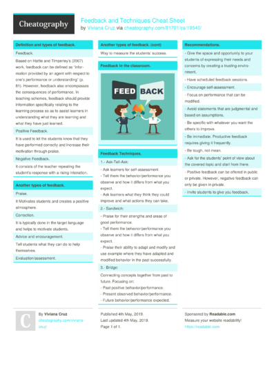22 Feedback Cheat Sheets - Cheatography.com: Cheat Sheets For Every ...