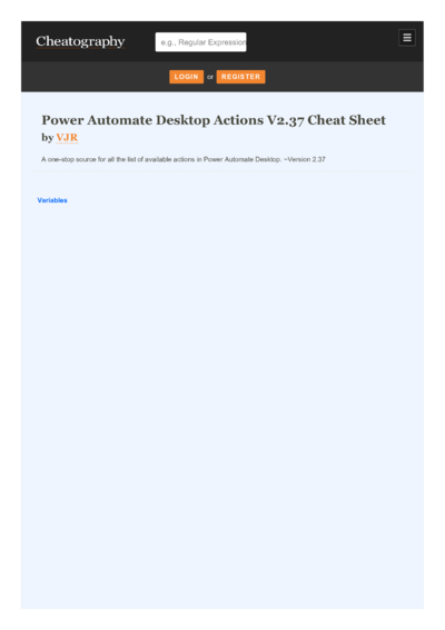 Blue Prism VBO Cheat Sheet by ethanium - Download free from ...