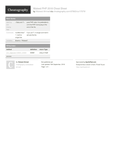 2657 Programming Cheat Sheets - Cheatography.com: Cheat Sheets For Every Occasion