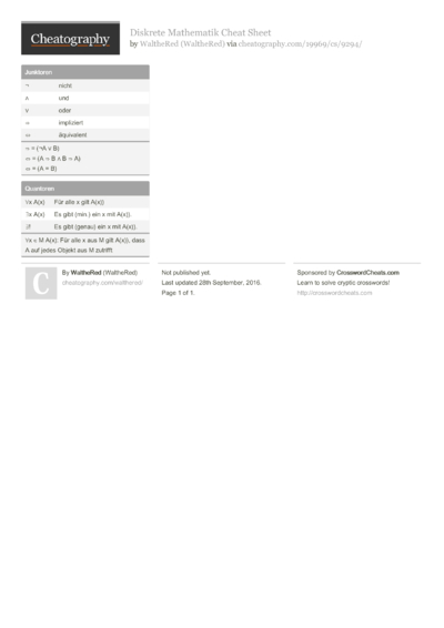 1 Pr-dikate Cheat Sheet - Cheatography.com: Cheat Sheets For Every Occasion