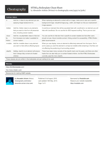Cheat Sheets Matching "HTML" - Cheatography.com: Cheat Sheets For Every ...