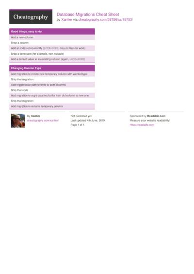 50 Database Cheat Sheets - Cheatography.com: Cheat Sheets For Every Occasion