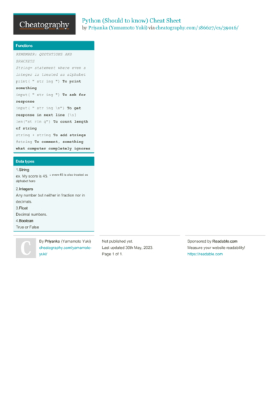 2353 Programming Cheat Sheets - Cheatography.com: Cheat Sheets For Every Occasion