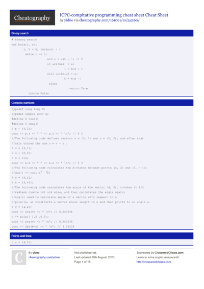 1 Icpc Cheat Sheet - Cheatography.com: Cheat Sheets For Every Occasion