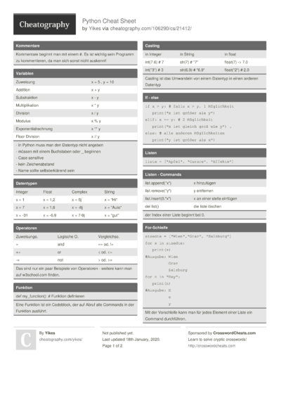 2300 Programming Cheat Sheets - Cheatography.com: Cheat Sheets For Every Occasion
