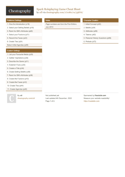 10 Spark Cheat Sheets - Cheatography.com: Cheat Sheets For Every Occasion