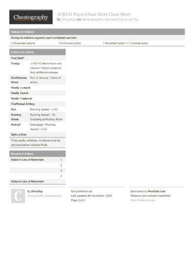 34 Ttrpg Cheat Sheets - Cheatography.com: Cheat Sheets For Every Occasion