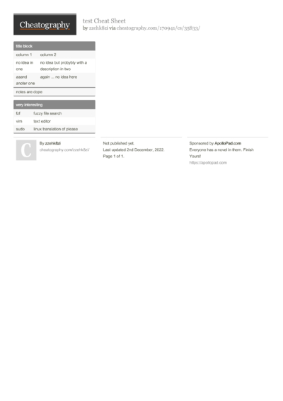 3 Mds Cheat Sheets - Cheatography.com: Cheat Sheets For Every Occasion